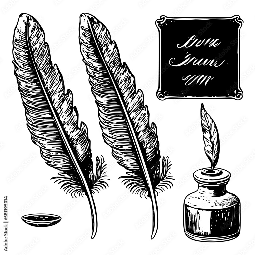 a-vector-illustration-in-engraving-style-depicting-a-feather-pen-and