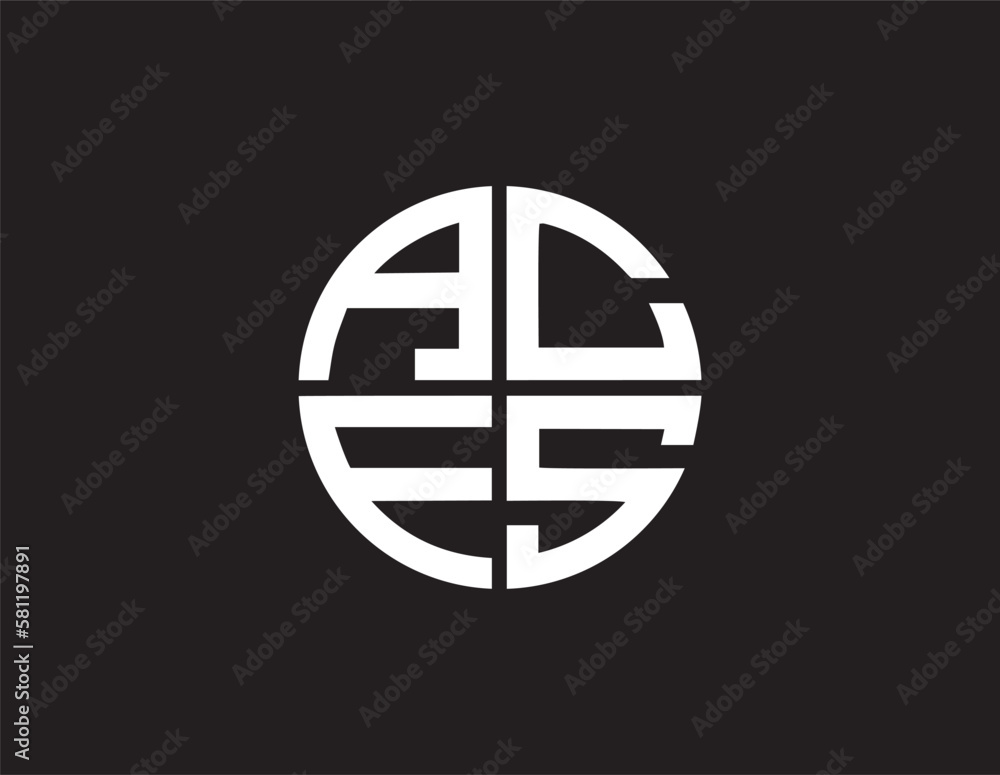 Vecteur Stock ACES letter logo design with black background in ...