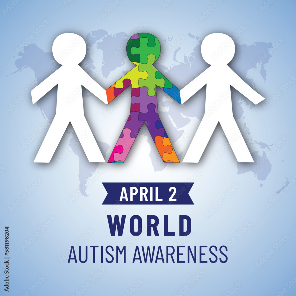 April 2, Autism Awareness Day Puzzle Vector Design. Awareness concept ...