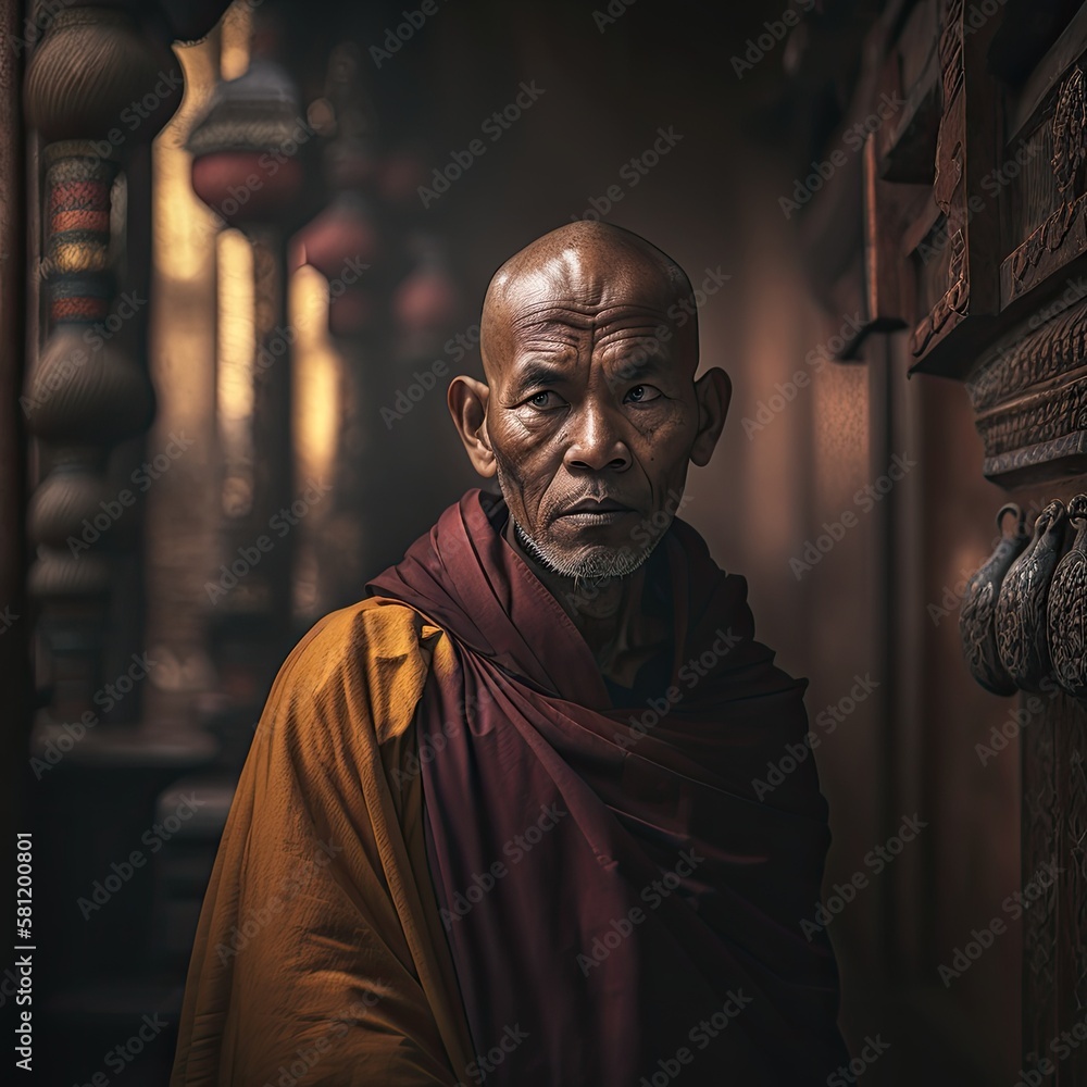 Young tibetan monk, wearing traditional clothing. Ai Generative Stock ...