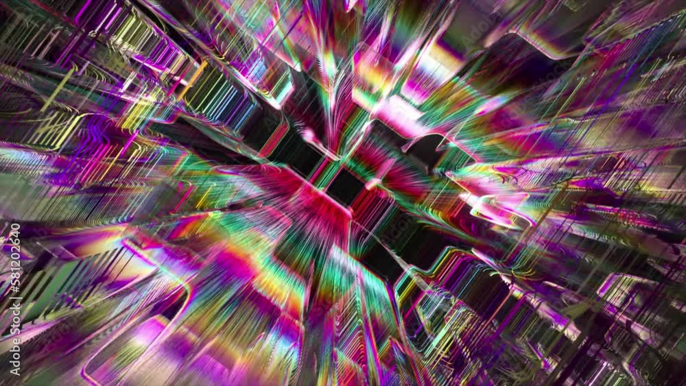 Vidéo Stock Refraction of light inside the diamond tunnel. Rainbow ...