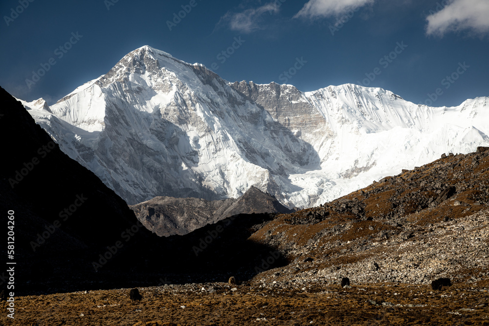Stunning view of Cho Oyu in the early afternoon from Gokyo village ...