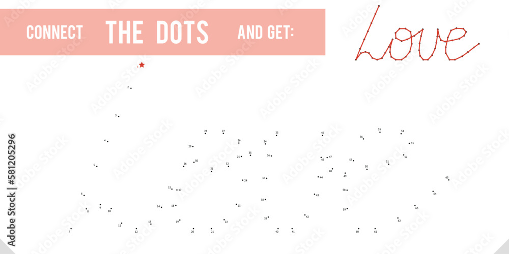 Lettering Word Love by dot to dot for children and adults Stock Vector ...