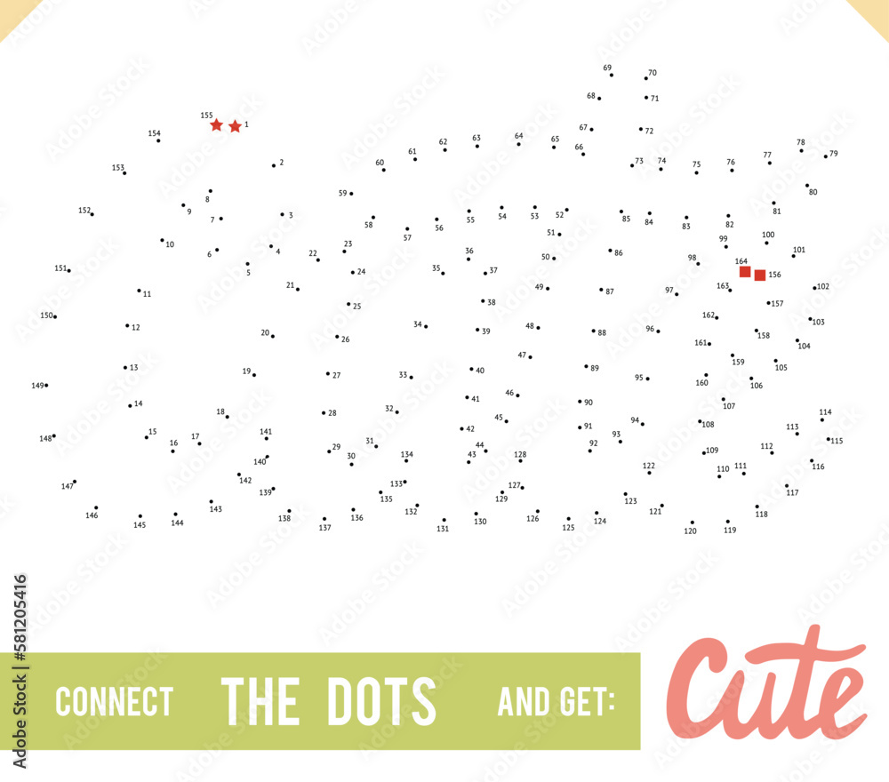 Poster Lettering Word Cute by dot to dot for children and adults – Wall ...