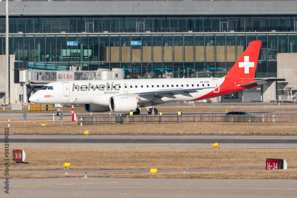 Helvetic Airways Embraer E190 E2 airplane at the airport Zurich in ...