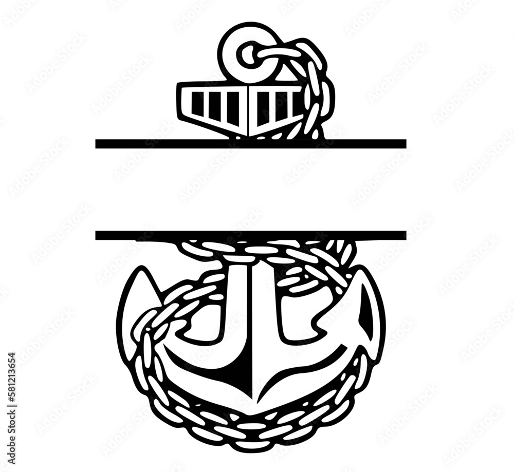 Vetor de anchor svg, anchor split monogram name frame svg png, cruise ...