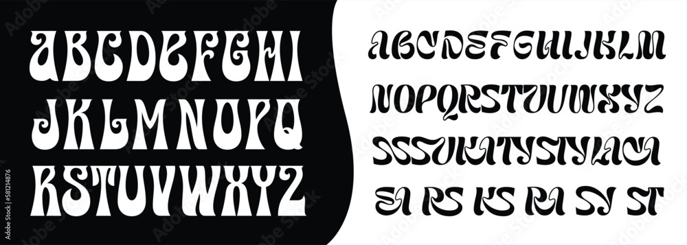 A set of modern trendy fonts with a big set of different ligatures ...