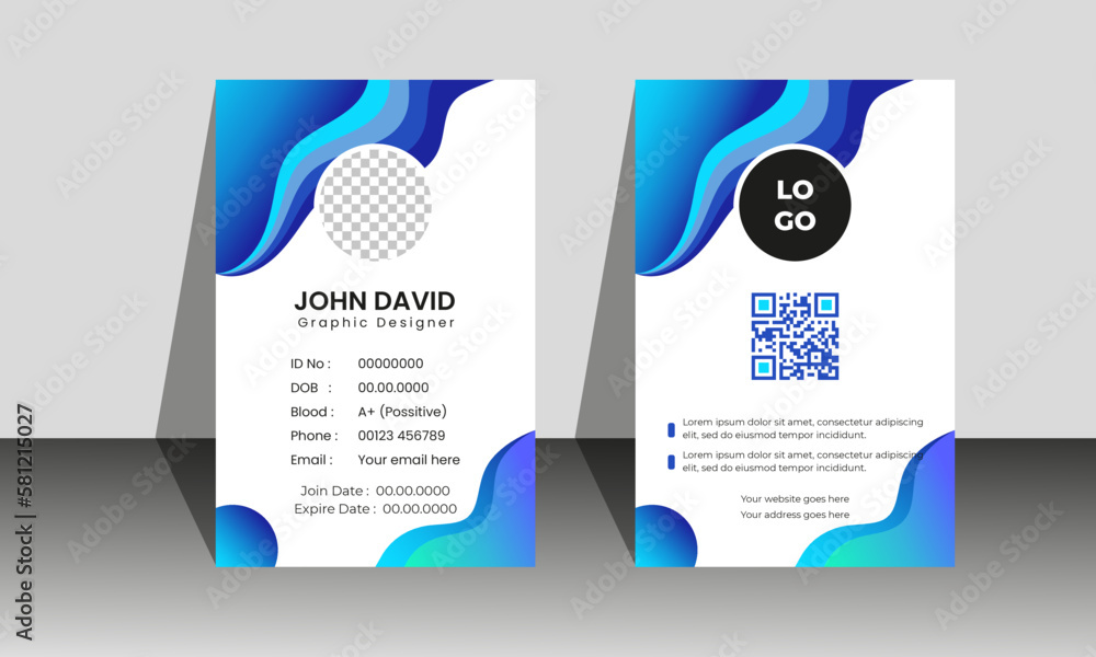 Simple and Clean Employee ID Card Design with unique modern shape ...