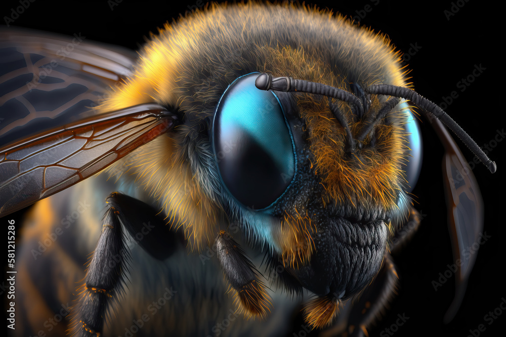 Bee macro portrait. Amazing super detailed nature photography. Ai ...