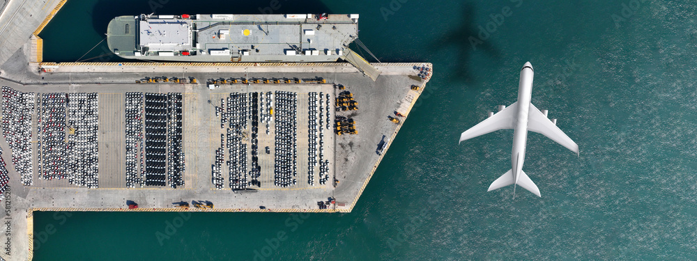 Fotografia do Stock: Aerial drone concept top down photo of huge car ...