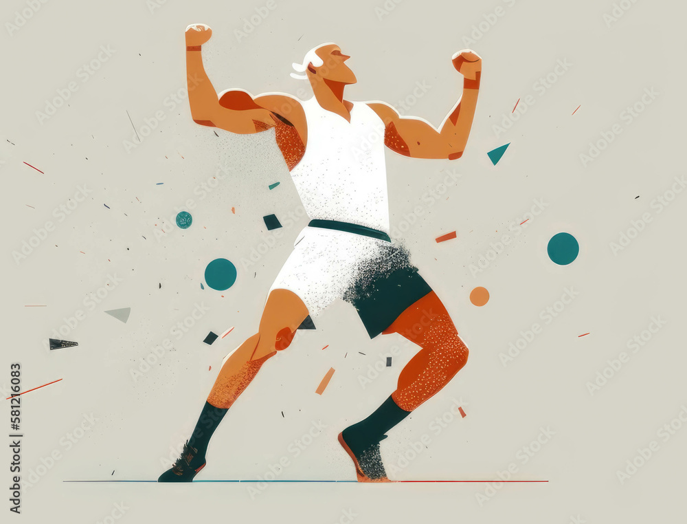 Sports star striking a winning pose on the court. AI generation. Stock ...