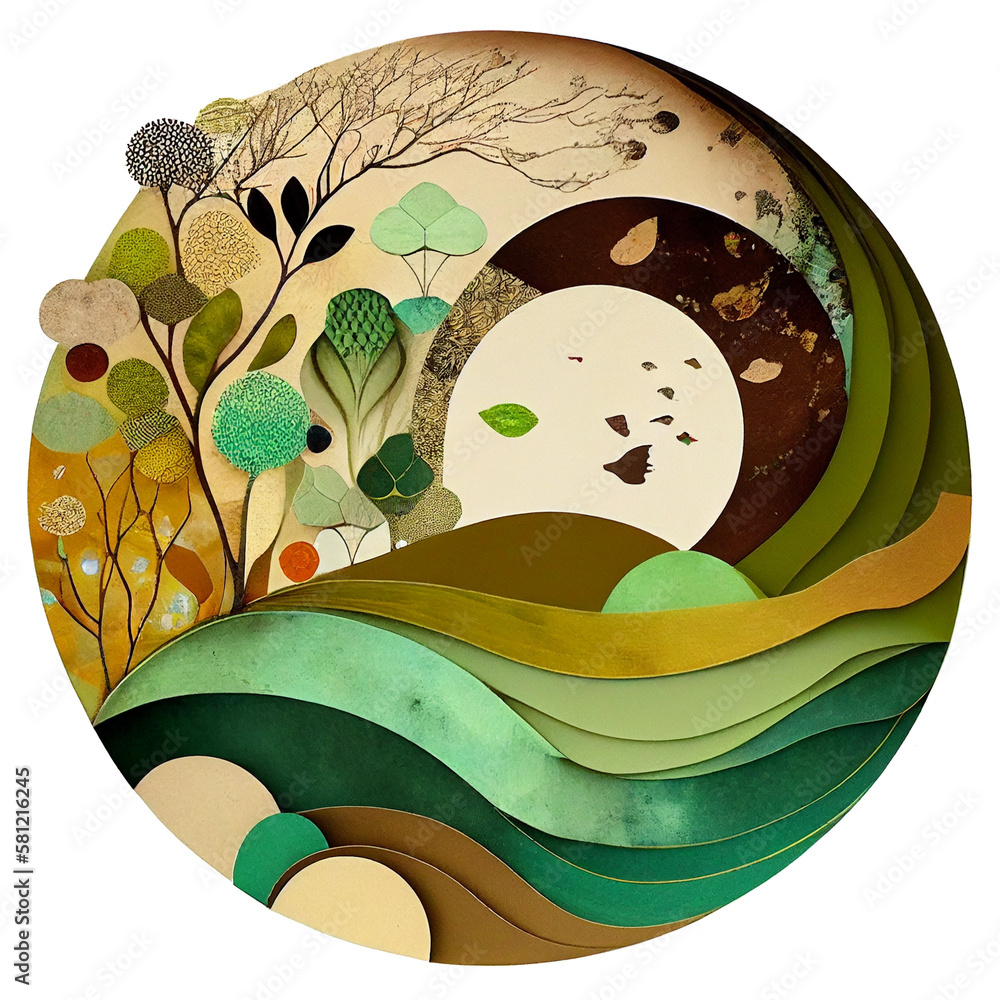 Ilustrace „The Elements: Earth Elemental mixed media style circle ...