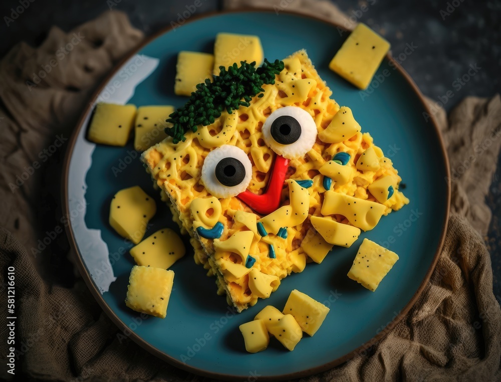 Scrambled Eggs for Kids in the shape of the smile face emoji Stock ...
