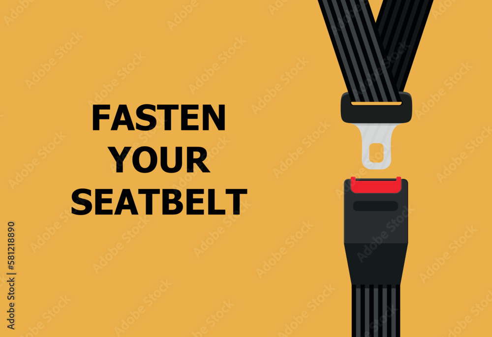 Traffic safety poster for drivers with realistic passenger seat belt ...