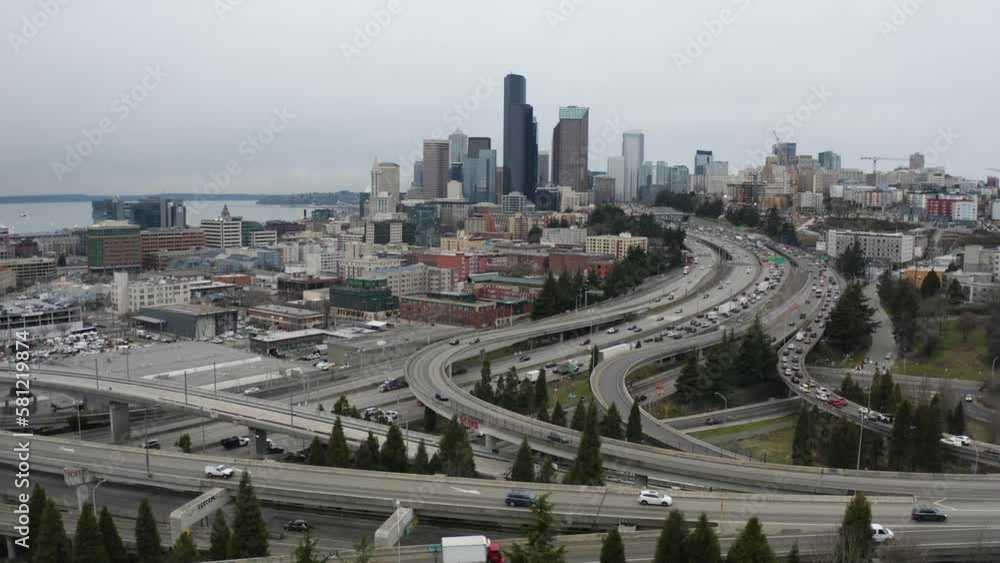 Seattle, Washington USA - February 28 2023: Aerial view of downtown ...