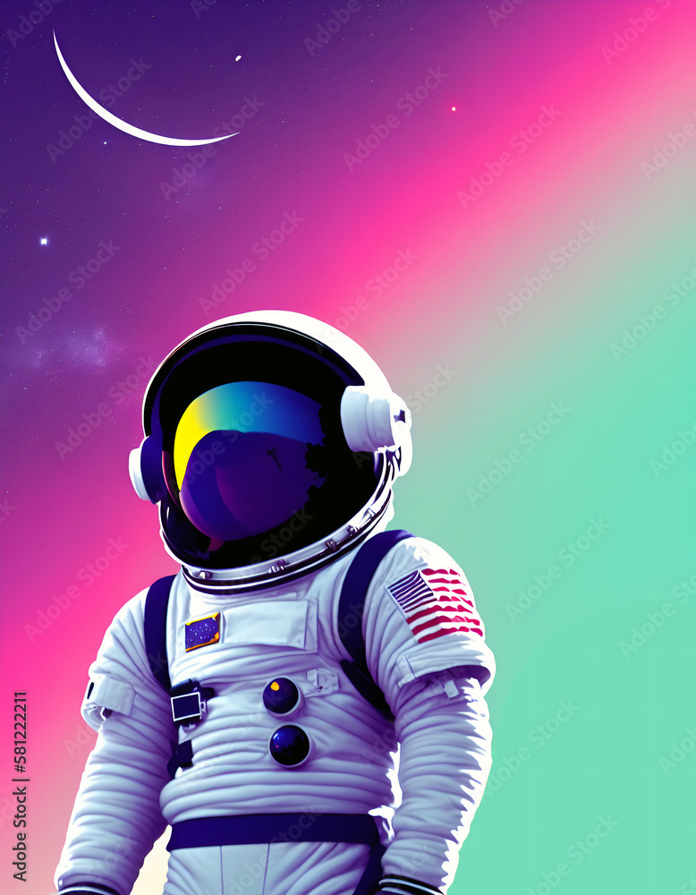 astronaut in spacesuit floating in space night background new quality ...