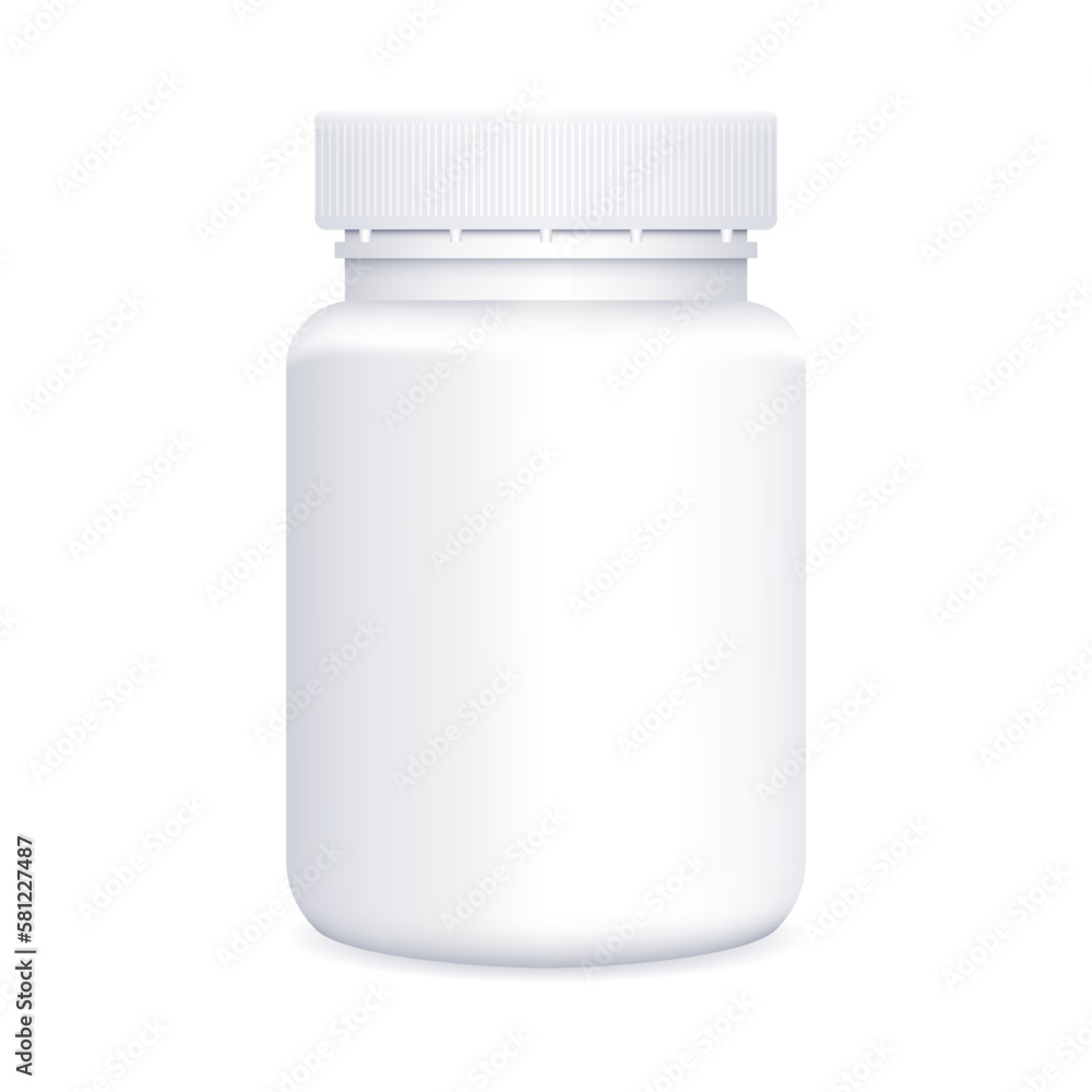 Mockup of plastic pill bottle isolated on white background. Vector ...