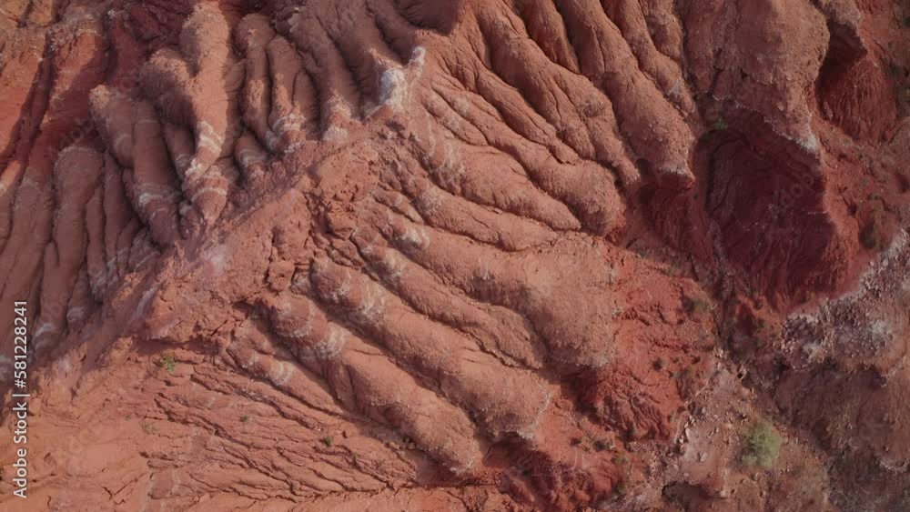 Birds eye aerial view of west Texas landscape with layers of texture ...