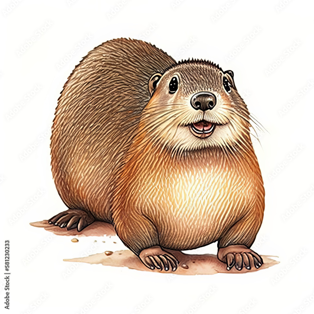 Watercolor Children Book Illustrations, Cute beaver full body standing ...