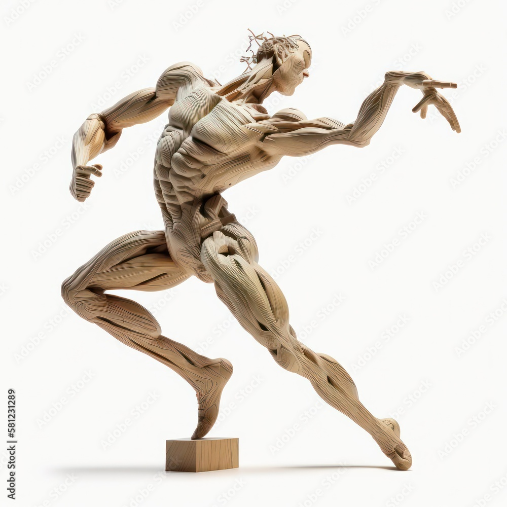 Artist's wooden mannequin in a dynamic pose fr drawing and ...