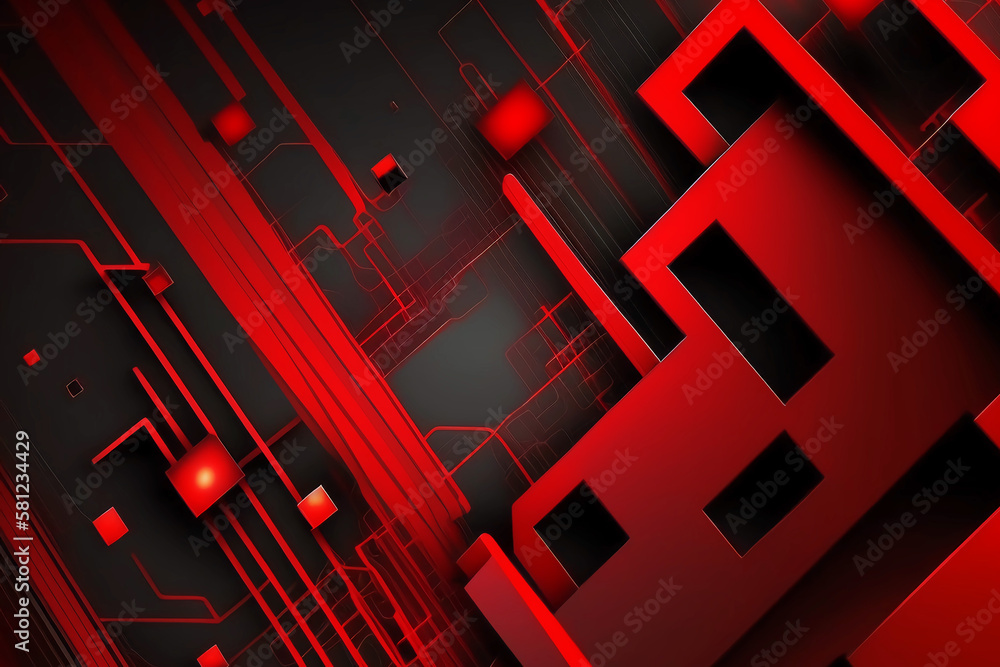 Abstract red black cyber circuit with blank space modern futuristic ...