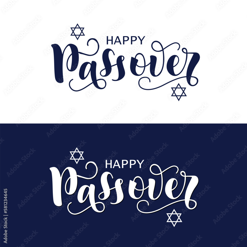 Happy Passover handwritten text isolated on white background. Modern ...