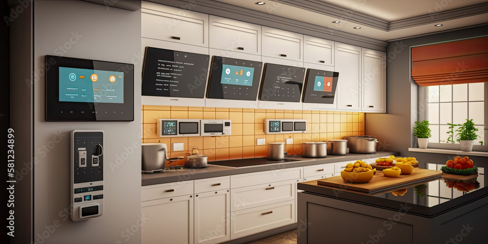 Photo & Art Print A home automation control station in a modern kitchen ...