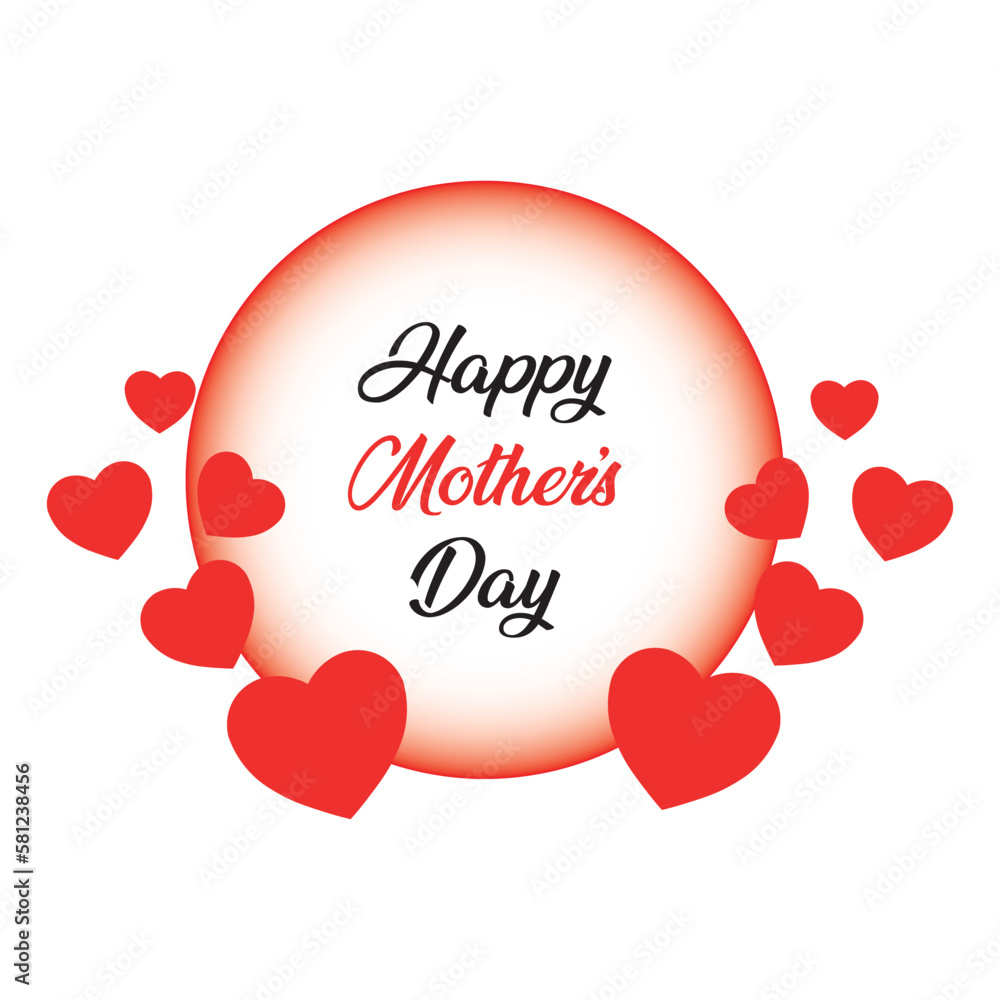 happy mothers day logo in circle with hearts,vector template. happy ...