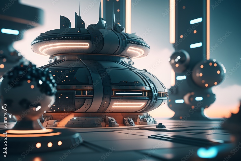 Exploring the Cinematic World of a Futuristic Spaceport with Hyper-Detailed Spaceships and ...