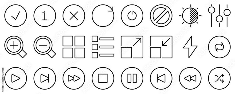 Line icons about interface set 3 on transparent background with ...