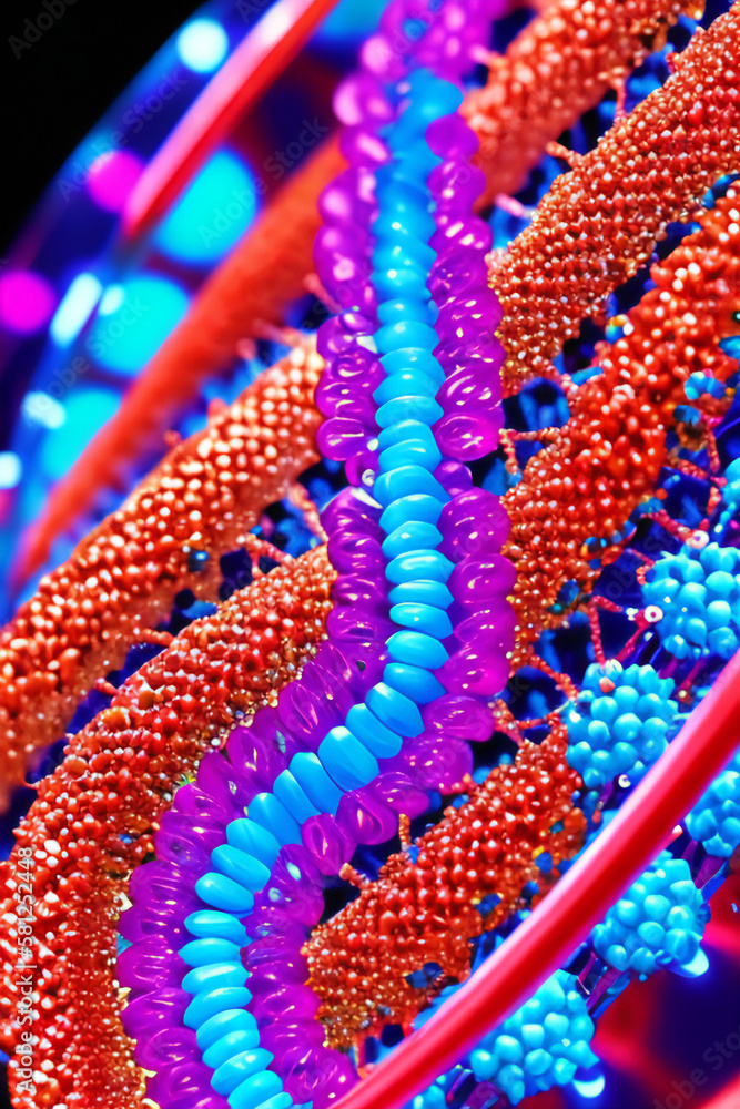 Structured strands of microscopic biology-themed patterns, resembling ...