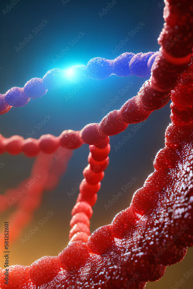 Macro view of intricate biological strands, evocative of cell chains ...