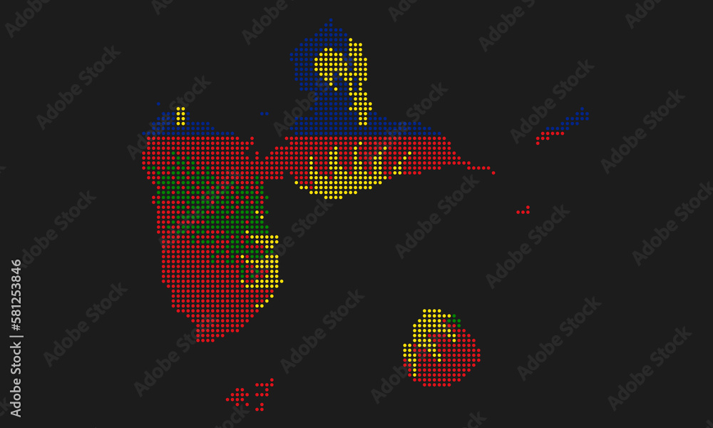 Guadeloupe dotted map flag with grunge texture in mosaic dot style. Abstract pixel vector ...