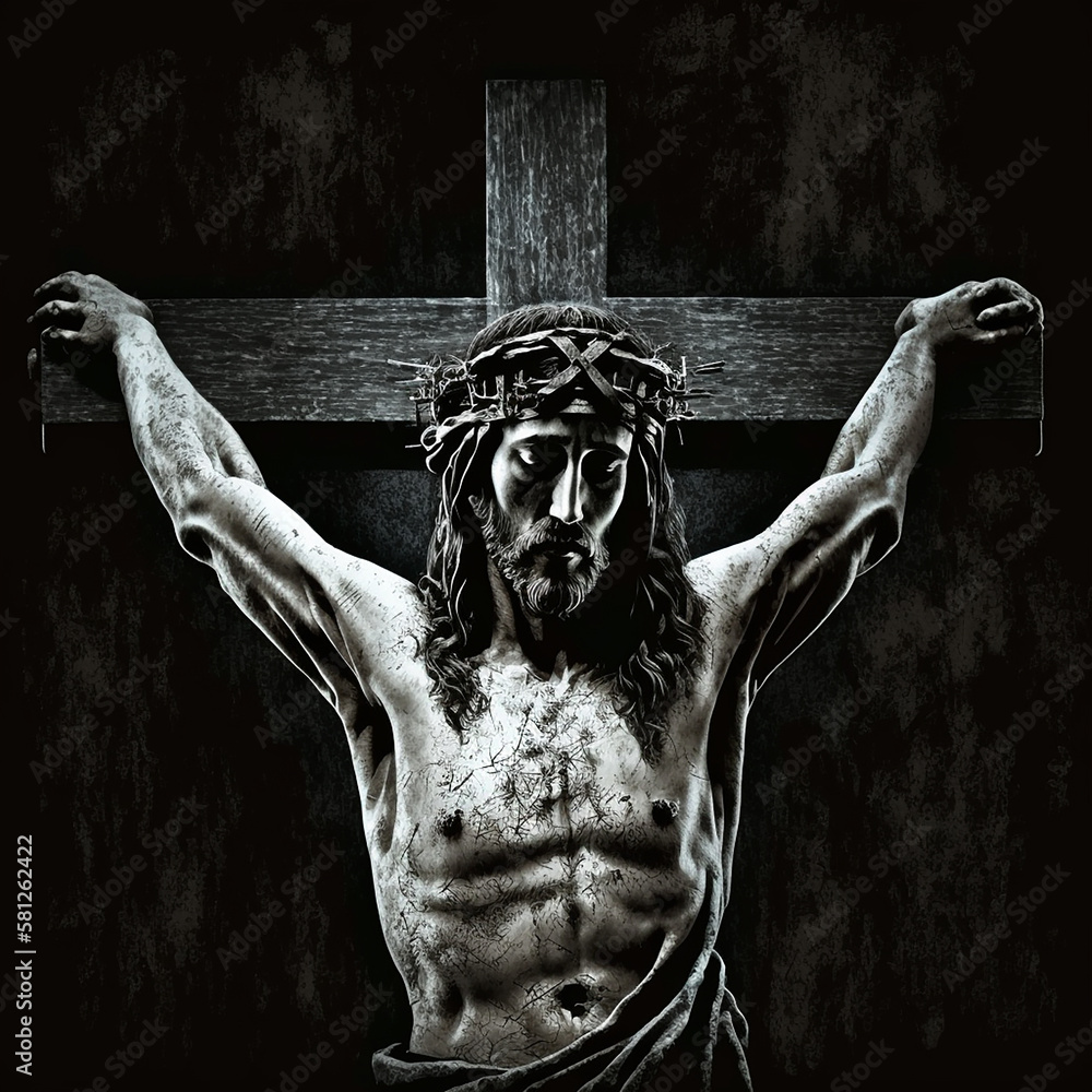 Jesus on the cross, made with generative AI Stock Illustration | Adobe ...