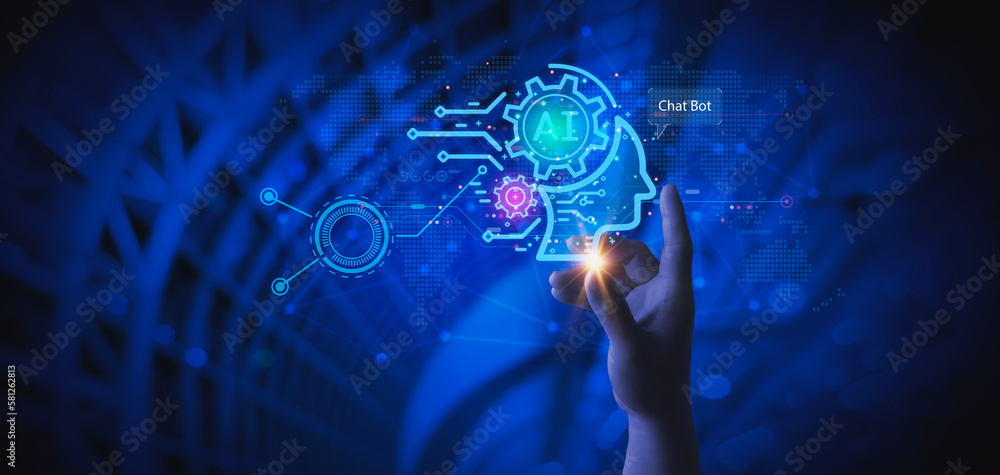 Hand touching of AI, Symbolic, Machine learning, artificial ...