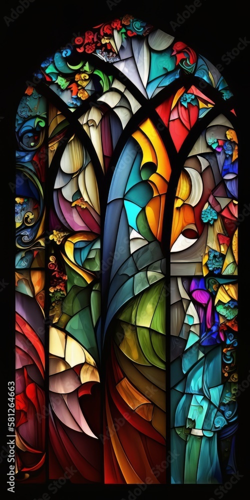 Beautiful Digital Illustration of an Abstract Stained Glass Window ...