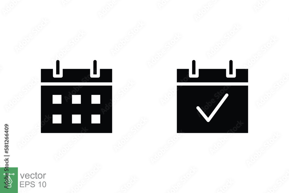 Calendar icon. Simple solid style. Date, planner, pictogram, day, month ...