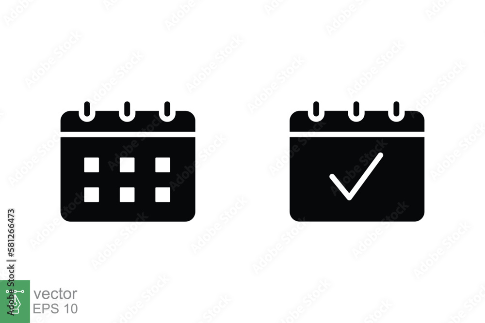 Calendar icon. Simple solid style. Date, planner, pictogram, day, month ...