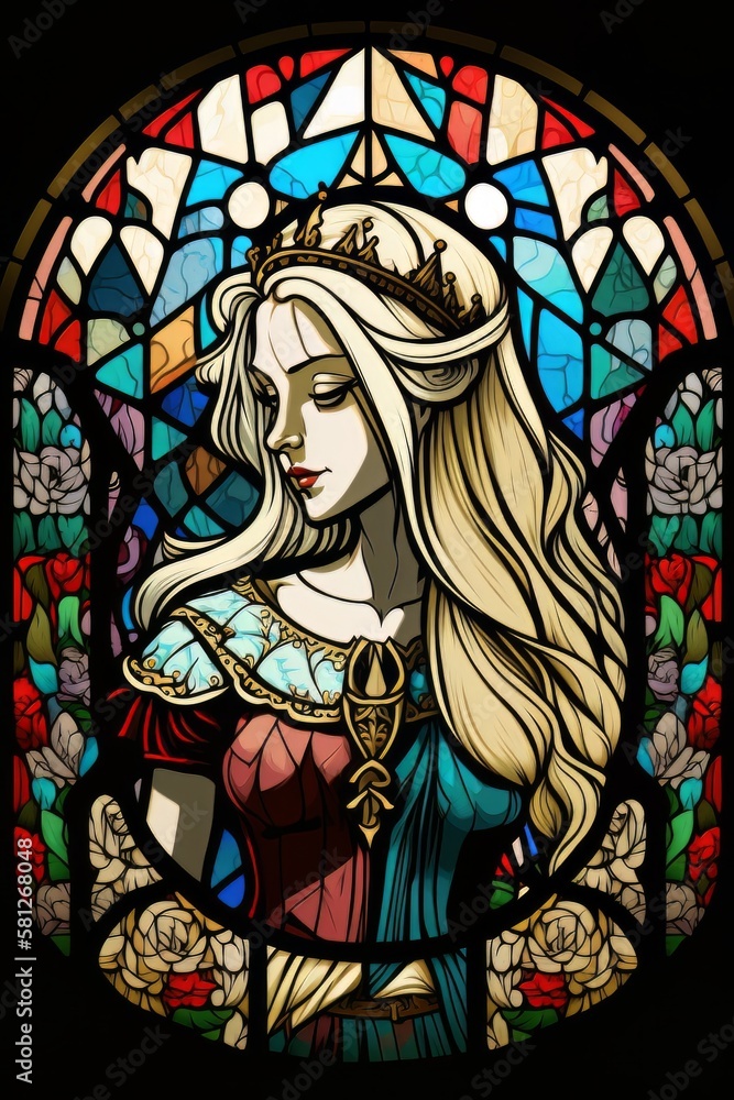Beautiful Digital Illustration of an Abstract Stained Glass Window ...