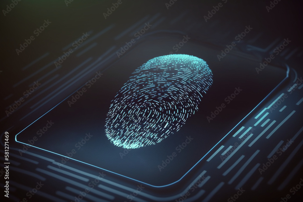 Fingerprint scan provides security access with biometrics identification business technology ...