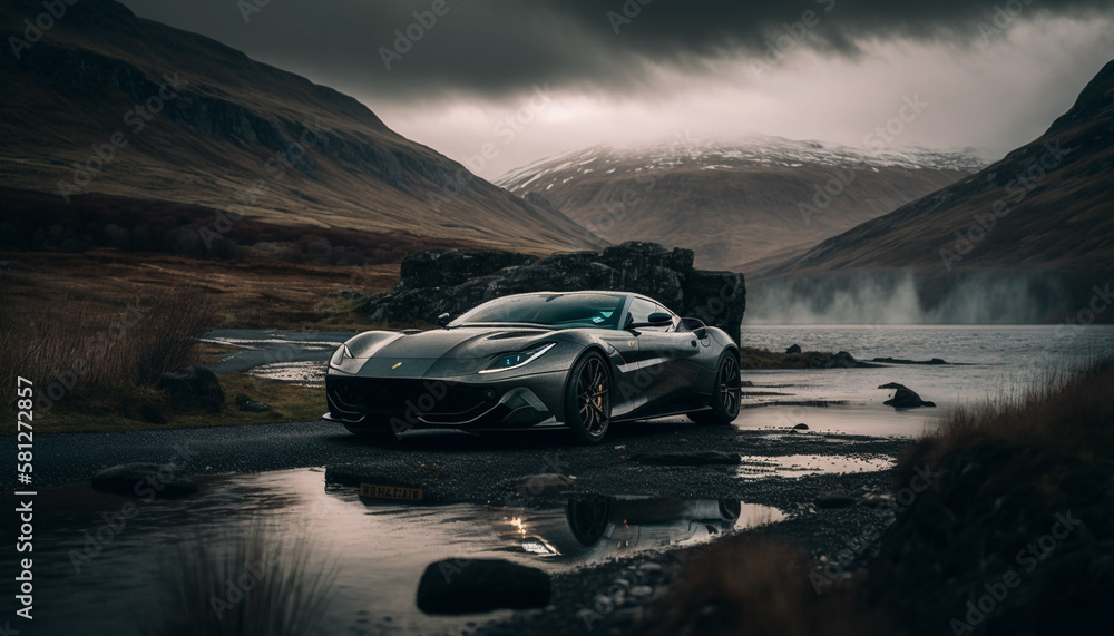 Photorealistic ai artwork concept of a modern supercar or sportscar ...