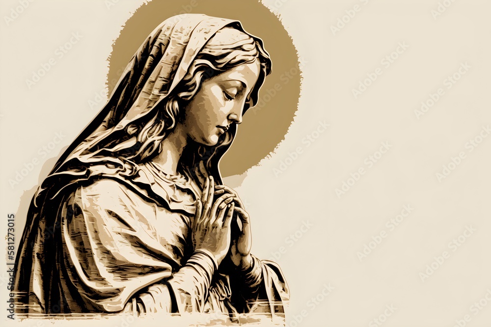 Background of Mary Mother of Jesus Christ. Wallpaper illustration. Side ...