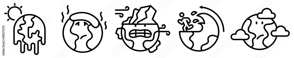 Conjunto de iconos del cambio climático. calentamiento global ...