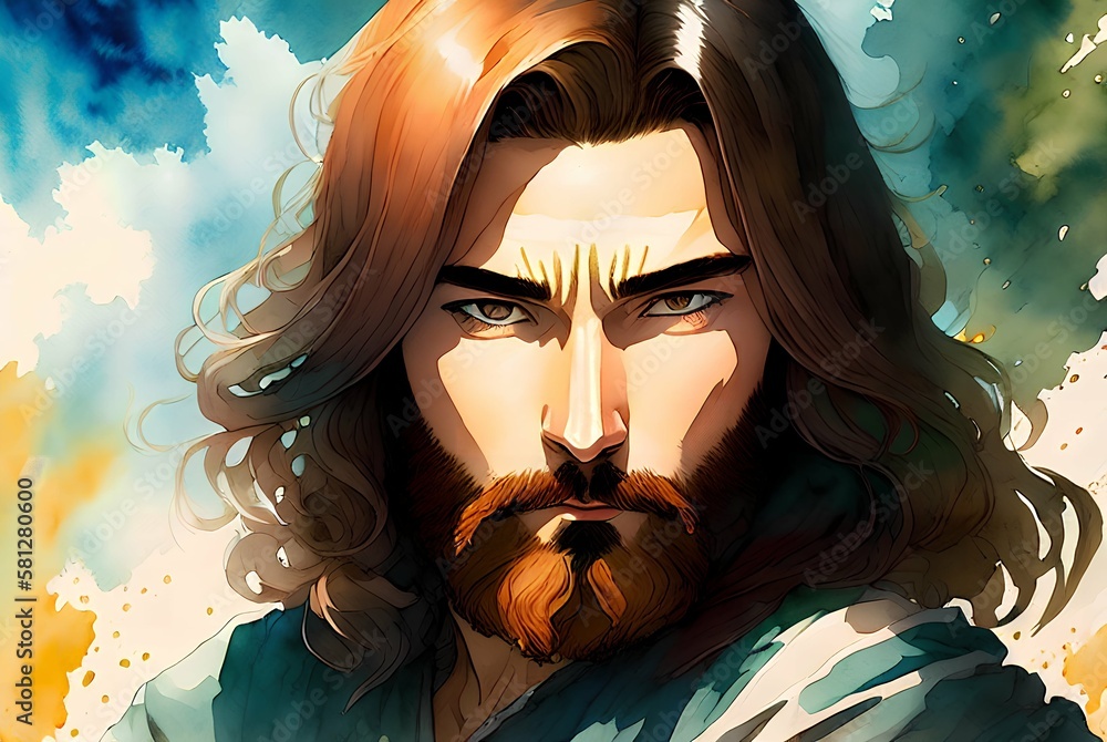 Jesus Christ in Japanese Graphic Novel style art Stock Illustration ...