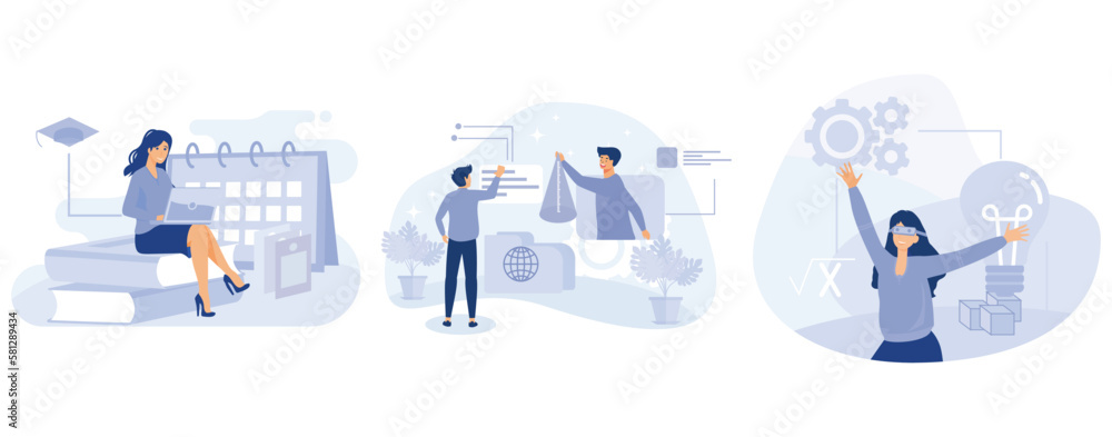 Modern learning concept. Personalized learning, STEM education, VR and ...