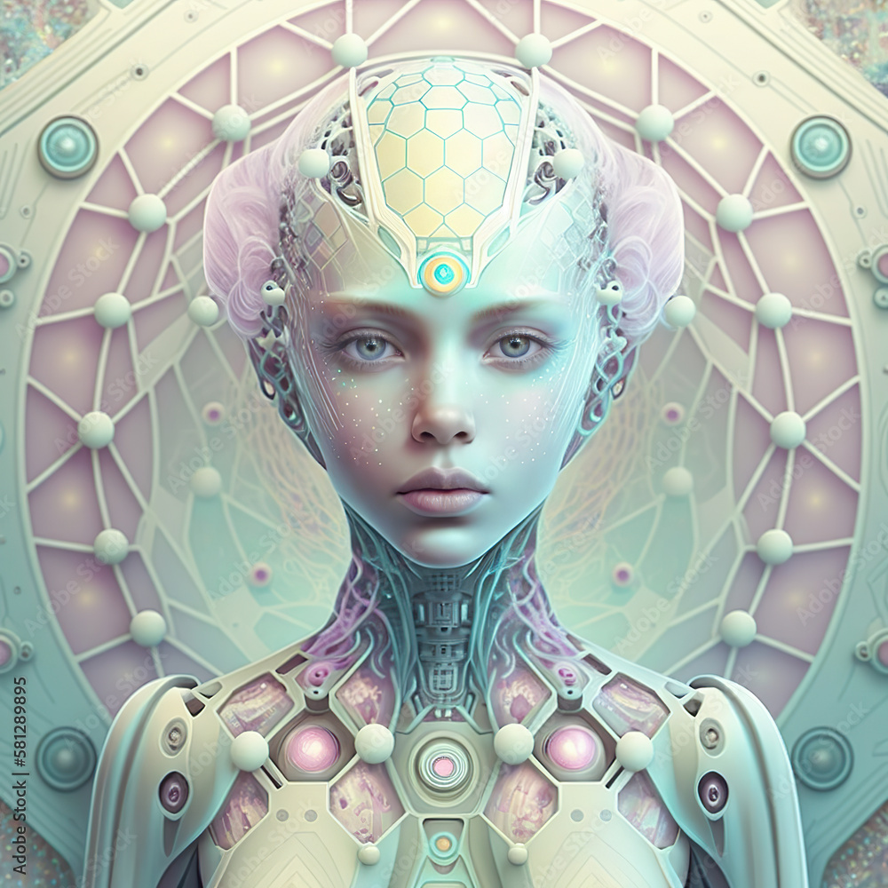 Generative AI Portrait of a Pastel Robot Stock Illustration | Adobe Stock