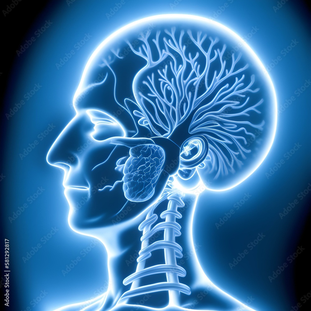 the concept of the human head in magnetic resonance imaging, MRI, brain ...