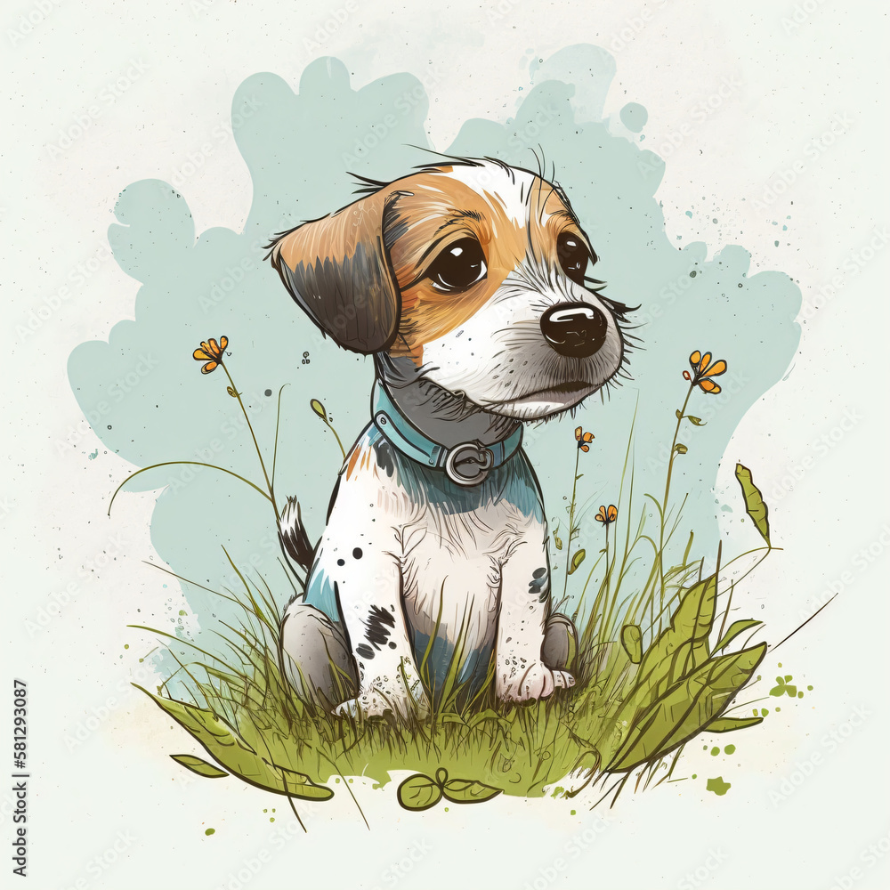 cartoon drawing of a terrier dog isolated on a white background ...