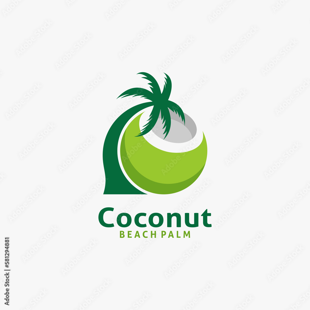 Coconut and tree logo design Stock Vector | Adobe Stock