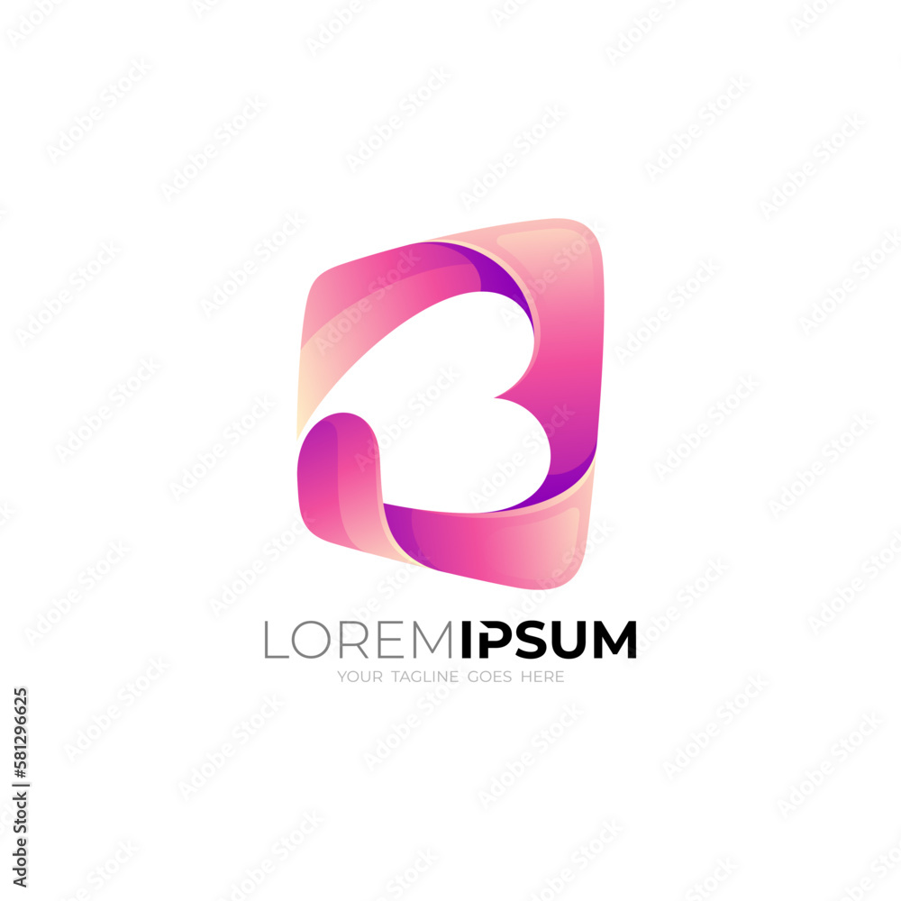 Simple letter B logo with abstract design , B icons, square logos Stock ...